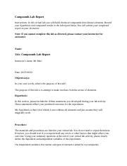 Exploring Chemical Compounds In A Virtual Lab Report Course Hero