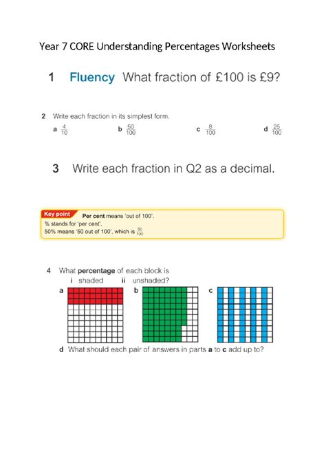 Year 7 Core 5 Asdasd Year 7 Core Understanding Percentages