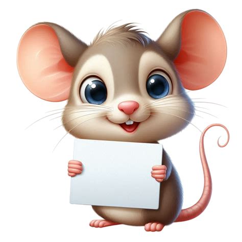 Cartoon Cute Mouse Holding Blank Sign 51027815 Png