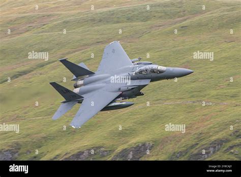 Usaf F 15 Practicing Low Level Sortie Through The Mach Loop Dolgellau Snowdonia North Wales