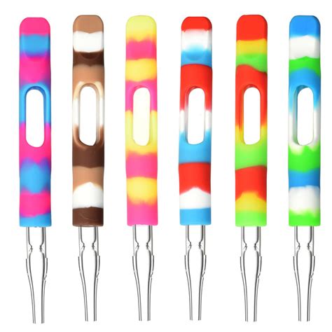 Silicone Wrapped Dab Straw 3 75 Colors Vary