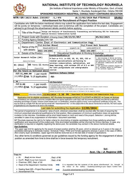 Santanu Kumar Behera On Linkedin Jrf Position At National Institute Of Technology Rourkela