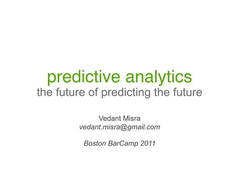 Predictive Analytics Barcamp Boston 2011 Ppt