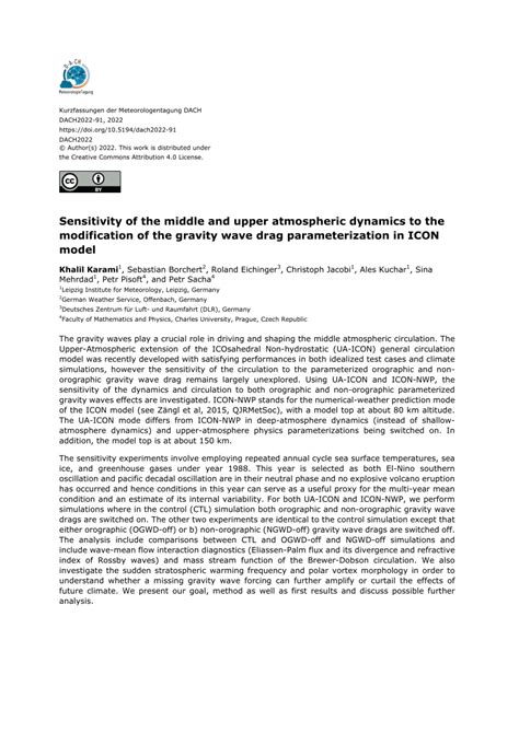 Pdf Sensitivity Of The Middle And Upper Atmospheric Dynamics To The Modification Of The