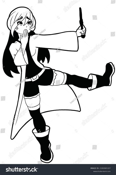 Cute Witch Girl Drawn Cartoon Anime Stock Vector Royalty Free