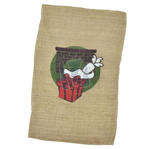 Jute Zak Sinterklaas Met Openhaard Opdruk 60 X 100 Cm