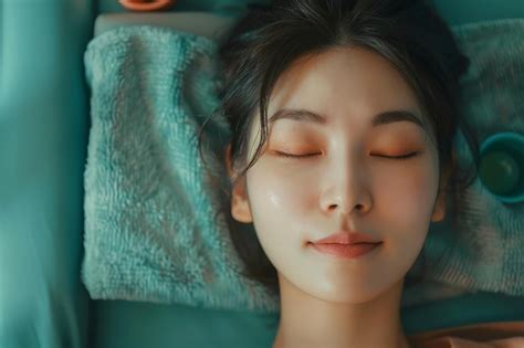 Premium Photo Relaxed Asian Woman Lying In Spa Salon