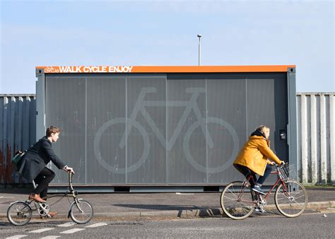 Repurposed Shipping Containers Turned Into Solar Powered Cycle Hubs
