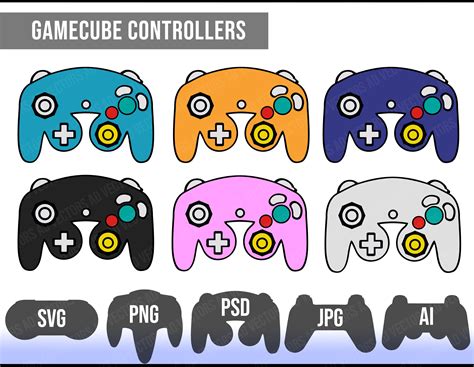 Gamecube Controller 6 Colors Bundle Svg  Png Psd Ai Etsy
