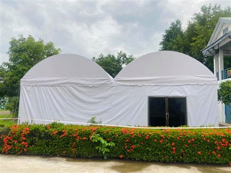 เต็นท์ติดแอร์ขนาด 5x12 M ตั้งติดกัน 2 หลัง ปูพื้นไม้ พรม รับประกันความ