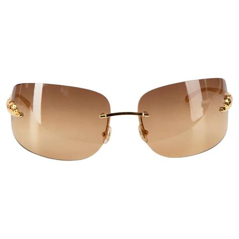 Cartier Gold Leopard Rectangular Sunglasses At 1stdibs