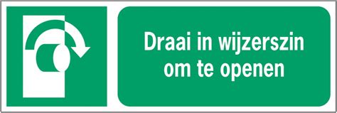 Horizontale Borden En Stickers Nooduitgang ISO Draai In Wijzerzin Om Te Openen E Seton