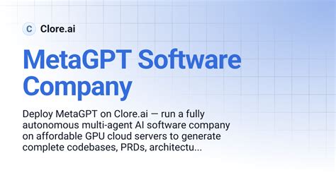 Metagpt Software Company Guides Cloreai