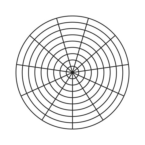 Polar Grid Of 11 Segments And 8 Concentric Circles Blank Polar Graph