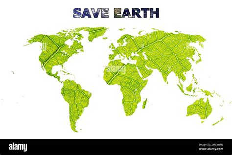 Save Earth Concept With World Map In Green Color Vector Illustration