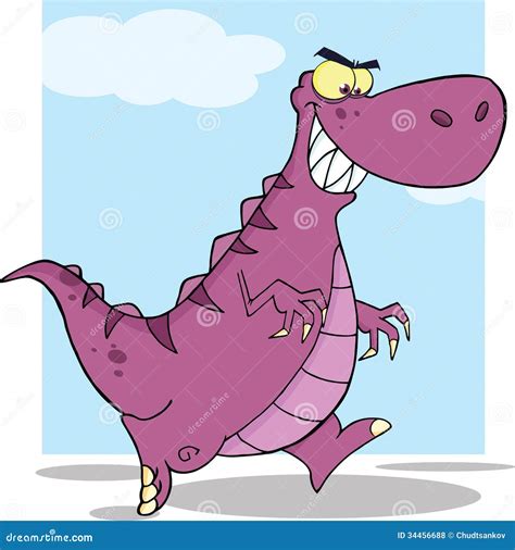 Corredor Irritado Do Personagem De Banda Desenhada Do Dinossauro