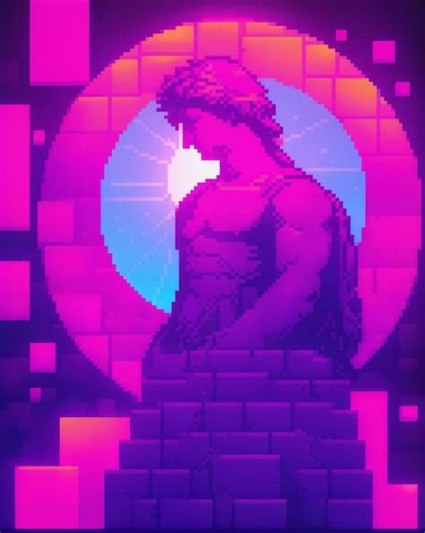 Premium AI Image Vaporwave Greek Methodology Pixel Art