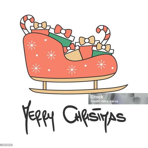 Lucu Tangan Digambar Huruf Merry Christmas Vector Kartu Ucapan Dengan
