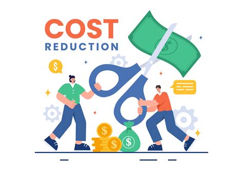 Cost Reduction Illustration Depicting Decrease Price Minimization Or Falling Profit Rates In