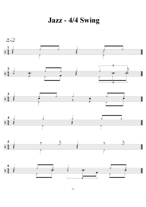 风格练习《jazz 44 Swing》架子鼓谱 琴魂网