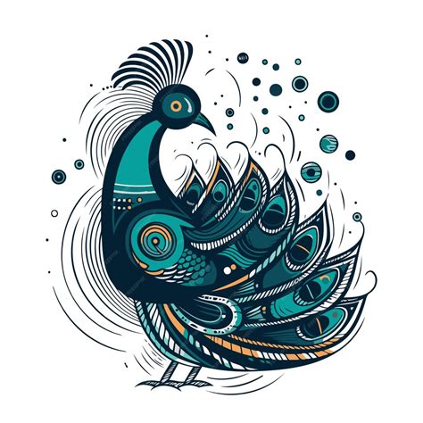 Premium Vector Peacock Hand Drawn Vector Illustration Isolated On
