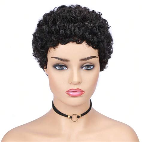 Short Kinky Curly Human Hair Wigs Pixie Cut Afro Curl Brazilian Human