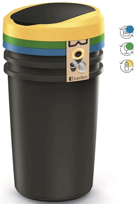 Баки для сортировки мусора Prosperplast Keden Compacta R, комплект 3x40 ...