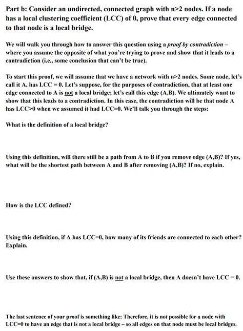 Solved Part B Consider An Undirected Connected Graph With Chegg
