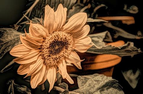 รูปภาพฟรี วิจิตรศิลป์ ภาพวาดสีน้ำมัน ดอกไม้ สีเหลือง สวน กลีบ