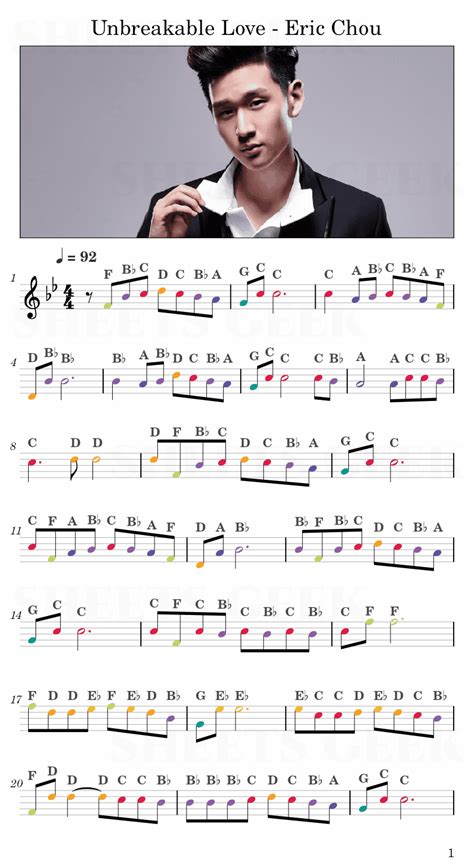 Unbreakable Love Eric Chou Easy Sheet Music