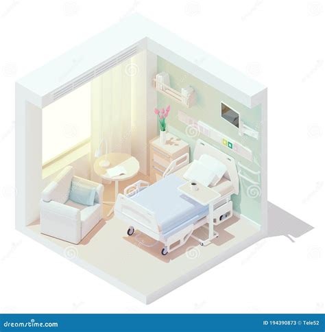 Vector Isometric Cozy Hospital Room Stock Vector Illustration Of