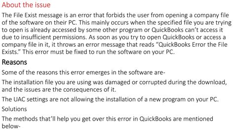 ppt a quick and easy guide to resolve quickbooks error the file