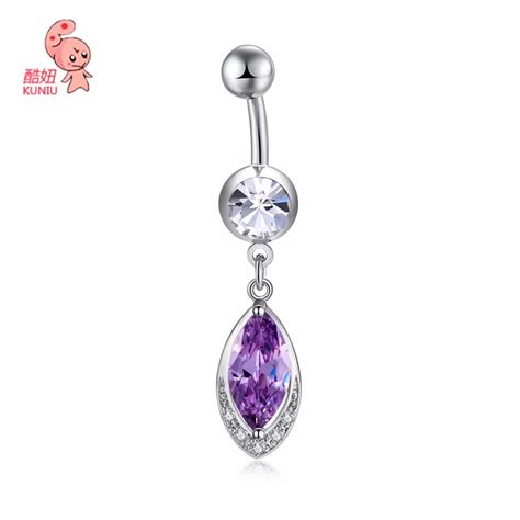 2017 New Fashion Purple Luxury Zircon Crystal Silver Navel Piercing