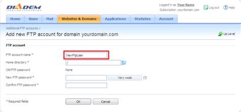 Create Additional FTP Account Diadem Technologies Support Knowledgebase
