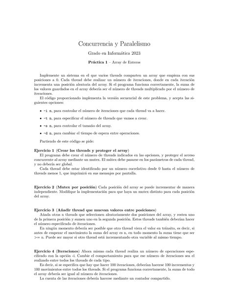 Enunciado P Concurrencia Concurrencia Y Paralelismo Grado En