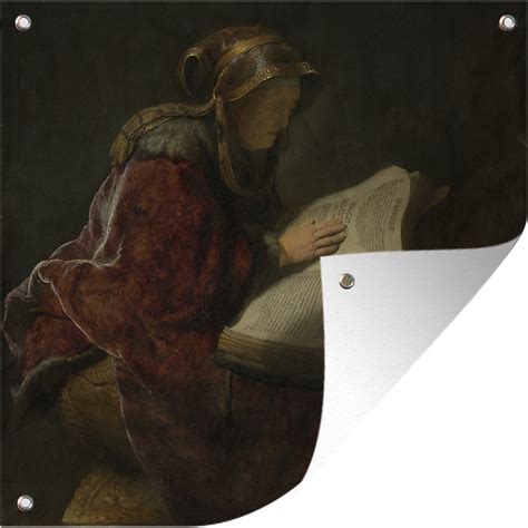 Tuin Poster Oude Lezende Vrouw Profetes Hanna Rembrandt Van Rijn