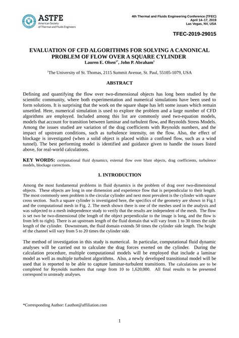 Pdf Evaluation Of Cfd Algorithms For Solving A Canonical Problem Of