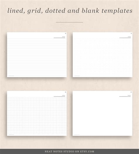 125 Digital Flashcards Hyperlinked PDF Lined Grid Dotted Blank