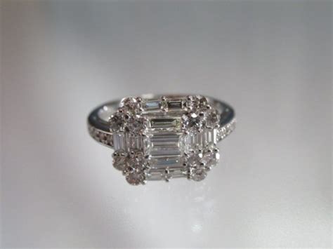 ラウンド＆バゲット ダイヤモンド Pt900 リング 11 中古 10961 Vintage Japanese Jewelry