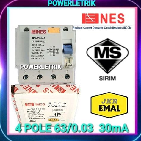 READY STOCK NES POLE A MA A PHASE ELCB RCCB SIRIM CERTIFIED JKR APPROVED