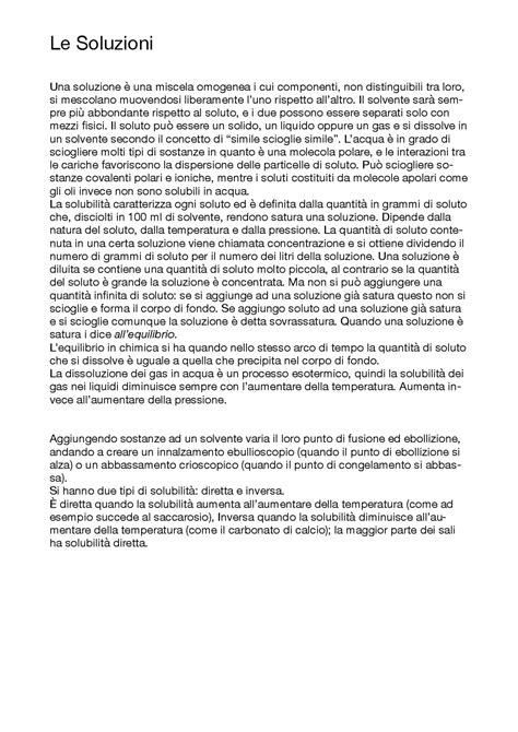 Riassunto Di Chimica Soluzioni Docsity