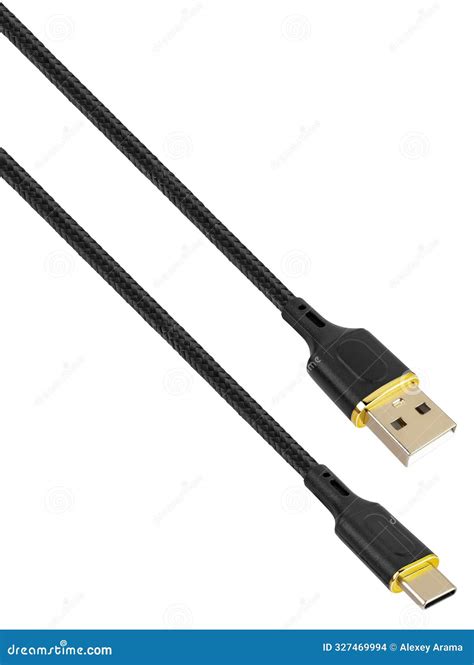 Cable With Usb And Type C Connector Insulated On White Background