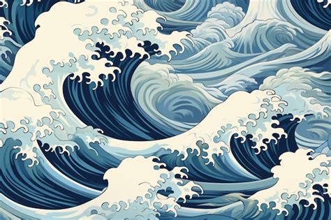 Seamless Wave Lines Background Shading Oriental Wave Seamless Background Premium Ai Generated
