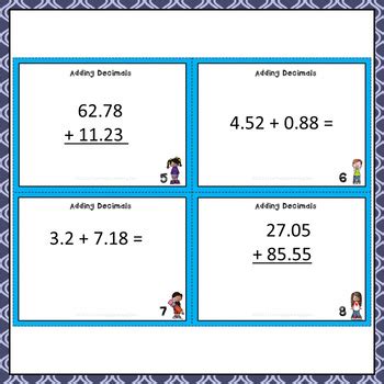 Adding Decimals Task Cards By The Happy Learning Den TPT