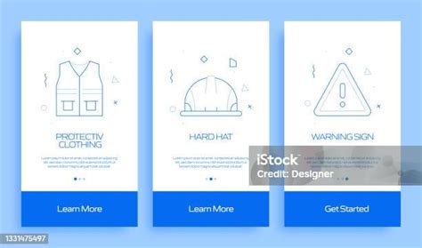 아이콘이 있는 모바일 앱 페이지 화면을 켜는 작업 안전 개념 Ux Ui 디자인 템플릿 벡터 일러스트레이션 구급 상자에 대한 스톡 벡터 아트 및 기타 이미지 Istock