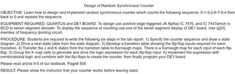 Solved Design Of Random Synchronous Counter Objective Learn