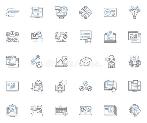 E Learning Line Icons Collection Online Education Technology Learning Digital Distance