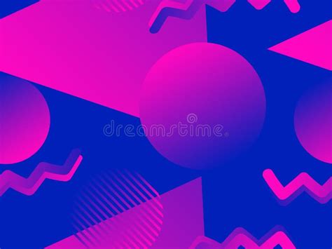 Retro Futurism Seamless Pattern Geometric Elements Memphis In The