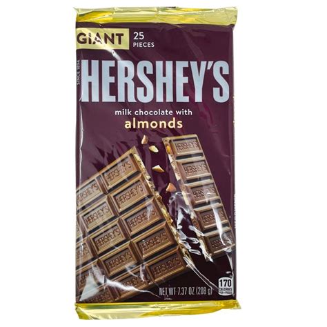 Hersheys Giant Milk Chocolate W Almonds Bar Candy Funhouse Us