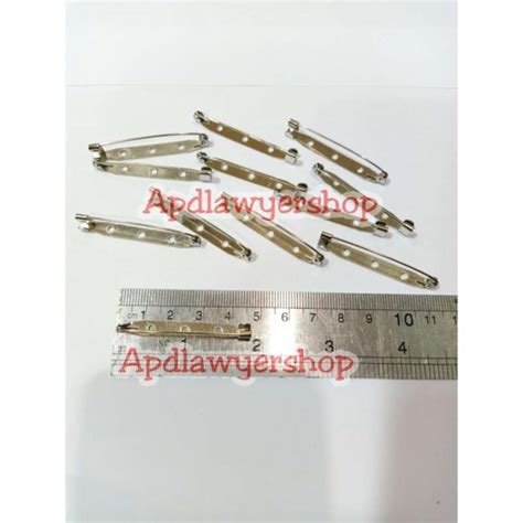 Jual Peniti Besi Silver 4 5cm Peniti Name Tag Papan Nama Dada Peniti Di